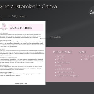 Editable Salon Policies Template, Editable Spa Policies Template ...