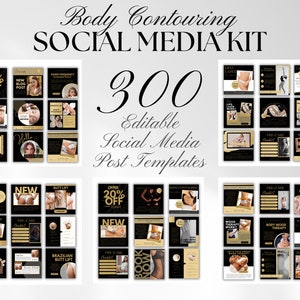 Body Contouring Instagram Templates | 300 Black and Gold Aesthetic ...