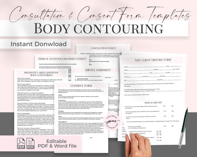 Body Contouring Client Forms, Body Contouring Consent Form, Esthetician ...