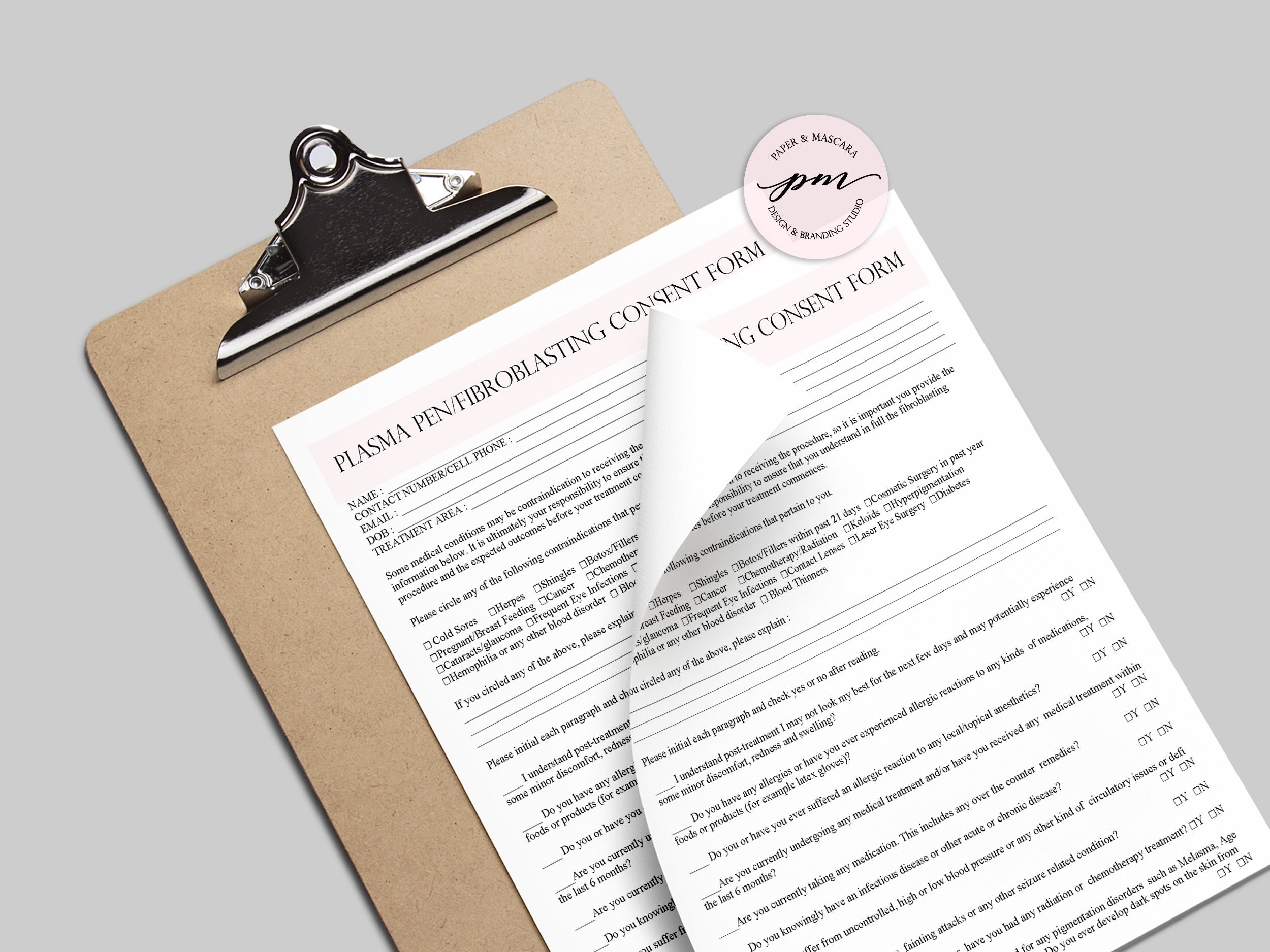 Fibroblast Consent Form Plasma Pen Consent Form Esthetician - Etsy
