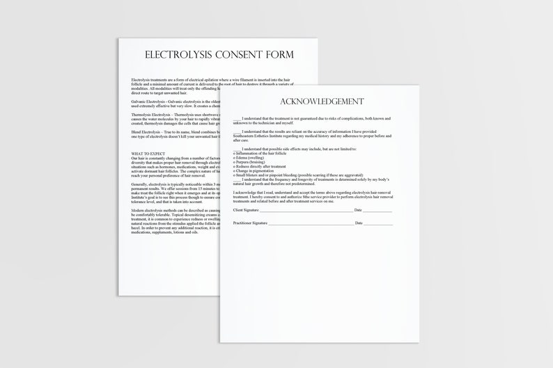 Electrolysis Consent Forms Electrolysis Client Consultation | Etsy