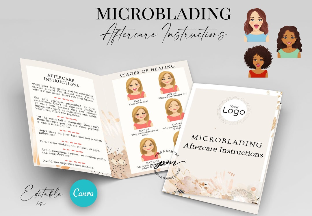 Editable Microblading Aftercare Instructions, Editable Permanent Makeup ...