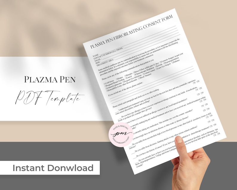 Fibroblast Consent Form Template Plasma Pen Consent and - Etsy