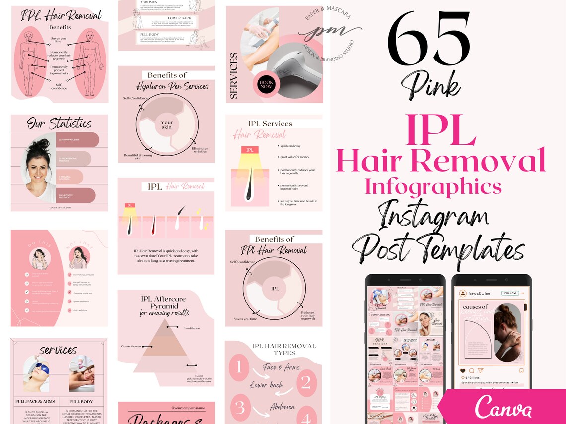 IPL Hair Removal Instagram Post Templates Editable Laser Hair - Etsy
