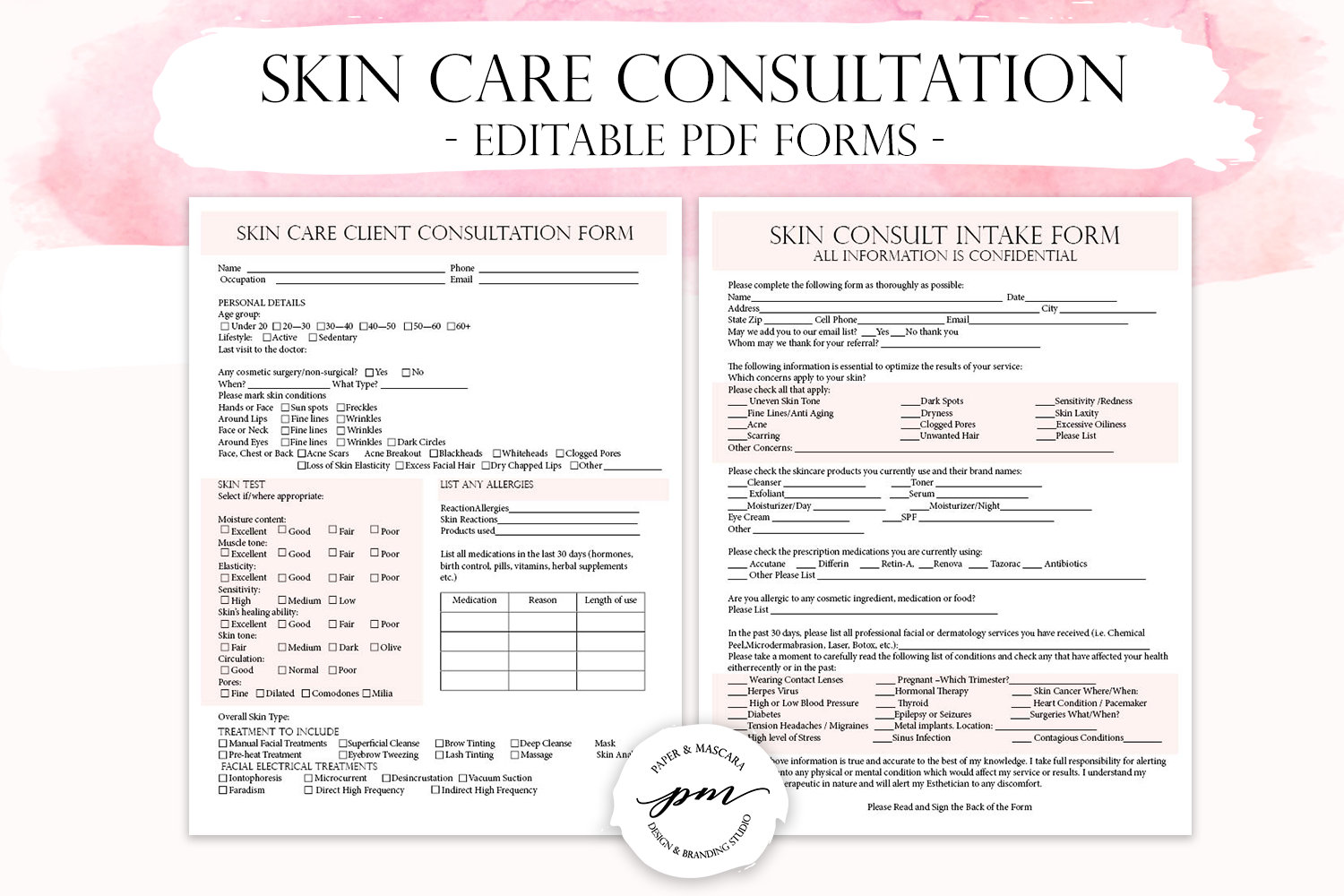 Skin Care Client Consultation Form Facials Spa Form Salon | Etsy