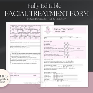 Facial Treatment Consent Form Template, Esthetician Client Forms ...
