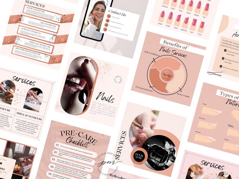 Nail Technician Instagram Post Templates Editable Nails - Etsy