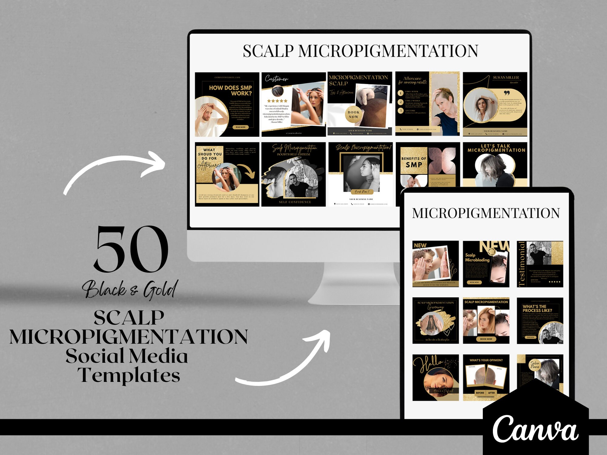 250 Permanent Makeup Instagram Post Templates, Editable PMU Posts ...