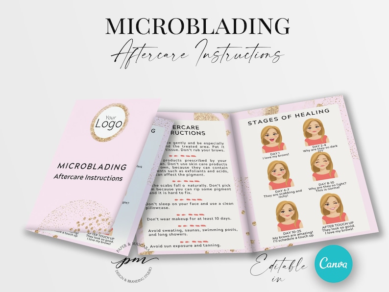 Editable Microblading Aftercare Instructions Editable | Etsy