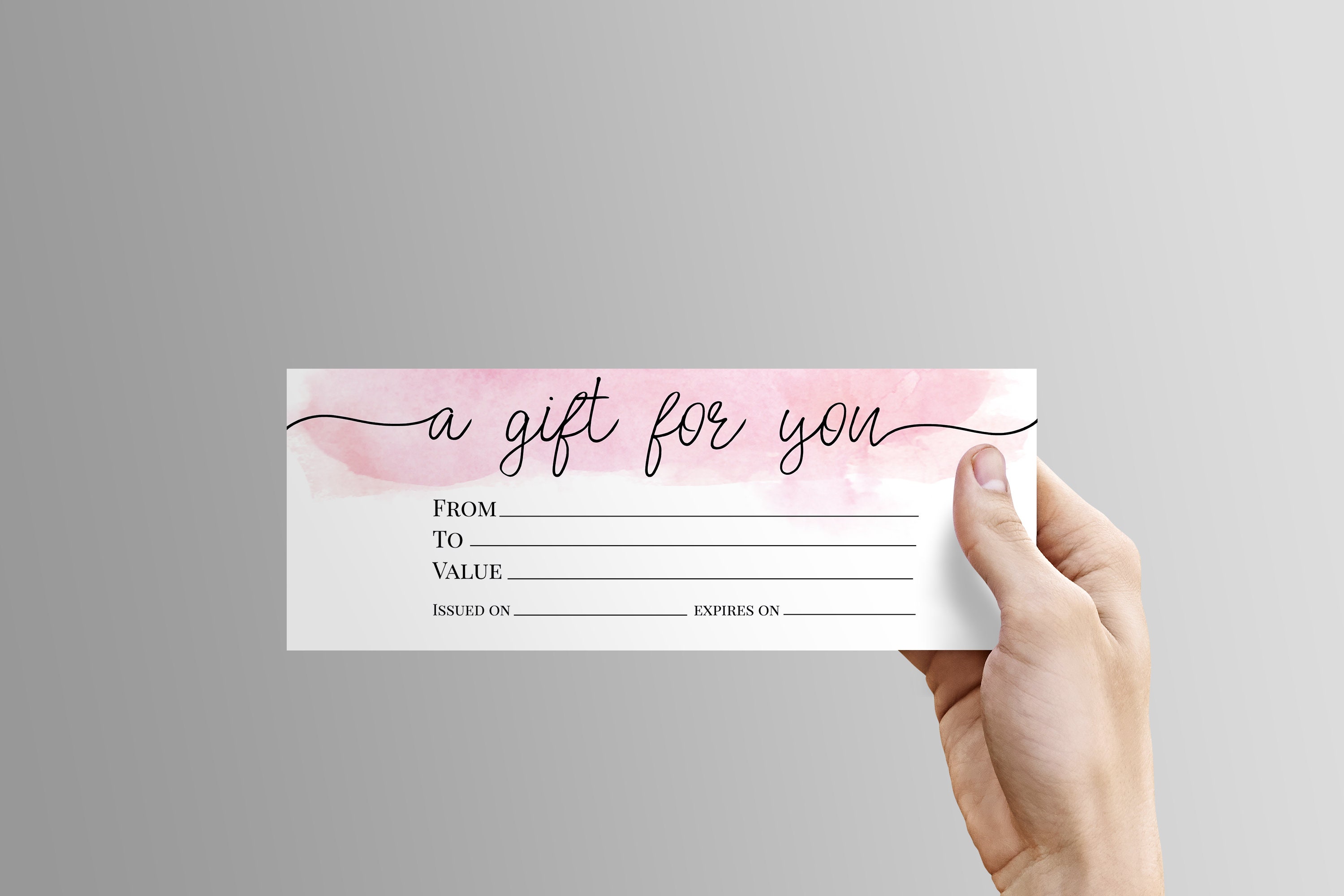 Pink Watercolor Gift Certificate Gift Voucher Card | Etsy