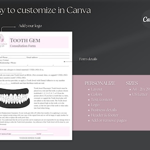 Editable Tooth Gem Consent Form, Tooth Gem Waiver and Intake Form ...