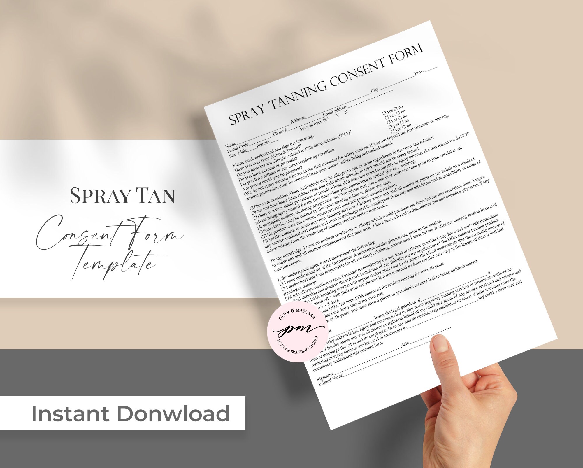 Spray Tan Business Form Templates Editable Spray Tan Consent - Etsy