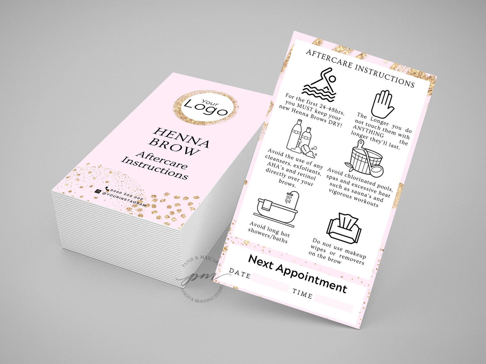 Editable Henna Brow Aftercare Card, Henna Brow Aftercare Information ...