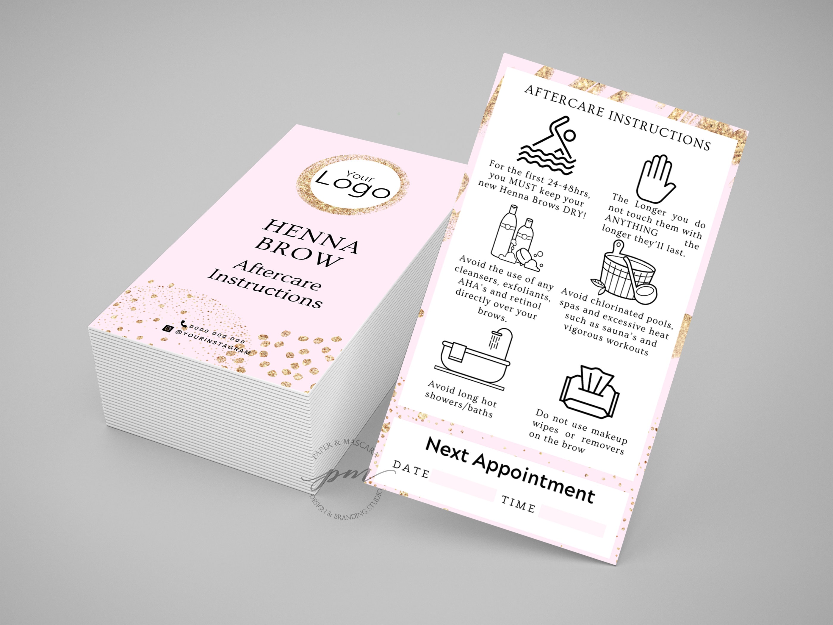 Editable Henna Brow Aftercare Card, Henna Brow Aftercare Information ...