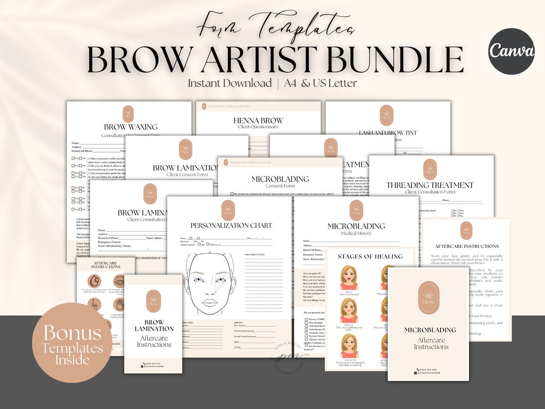 Brow Artist Bundle, Microblading Consent Form Template, Brow Lamination ...