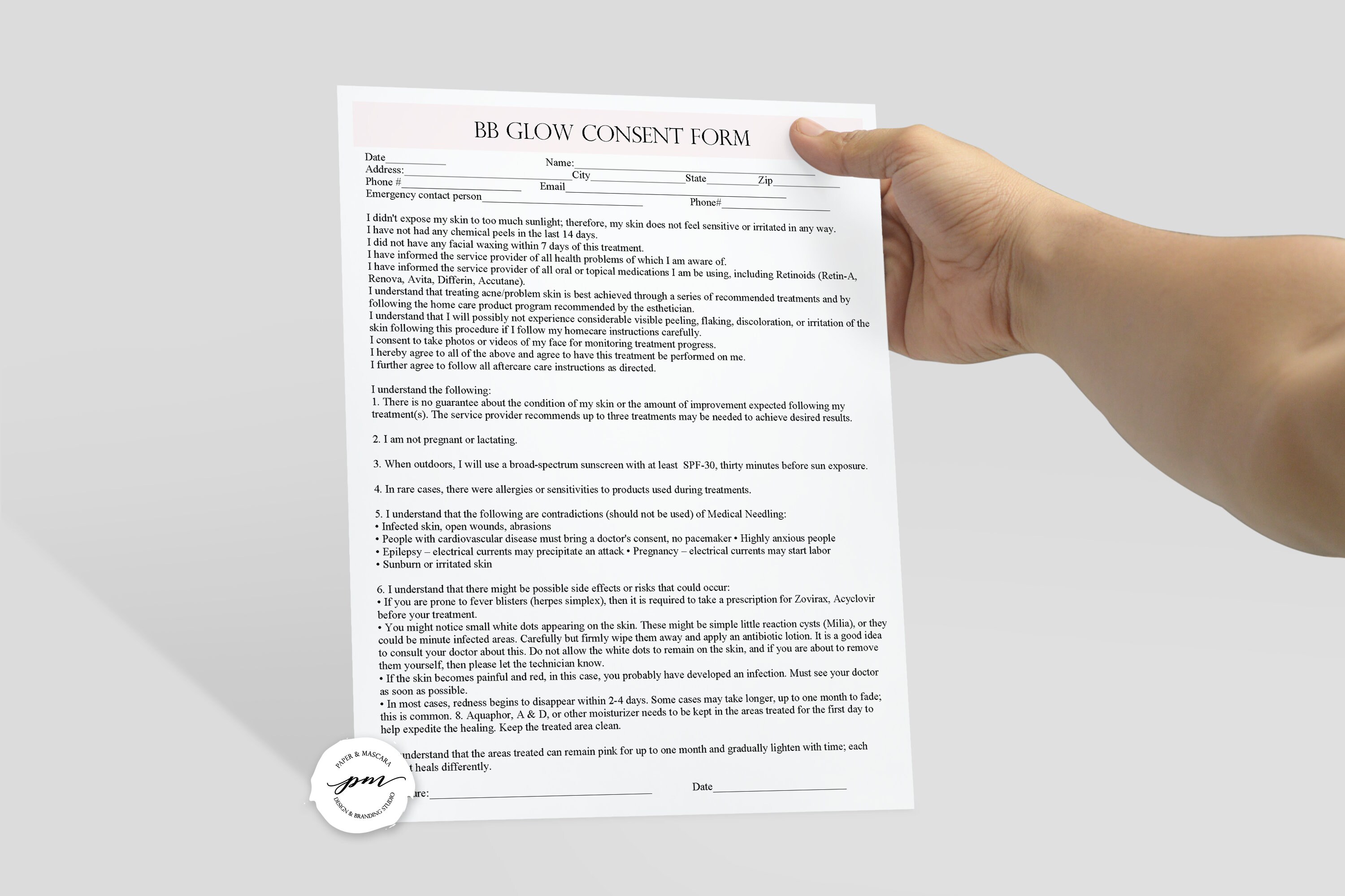 BB Glow Consent Form Template, Bbglow Aftercare Instructions Template ...