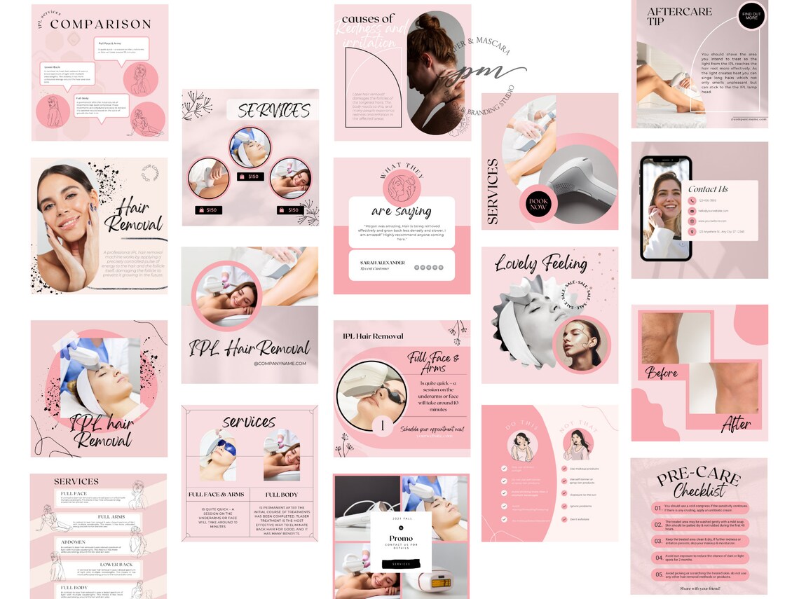 IPL Hair Removal Instagram Post Templates Editable Laser Hair - Etsy