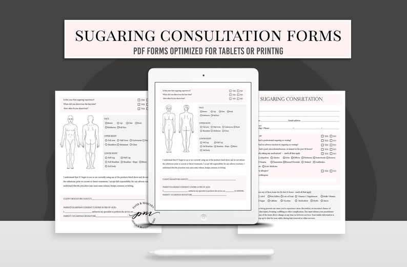 Sugaring Consultation Forms, Clickable Sugaring Client Consultation for ...