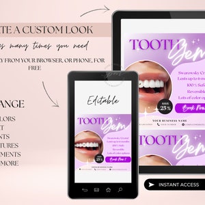 Editable Tooth Gem Flyer Template, Tooth Charms Instagram Post, Dental ...