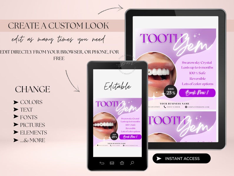 Editable Tooth Gem Flyer Template Tooth Charms Instagram - Etsy
