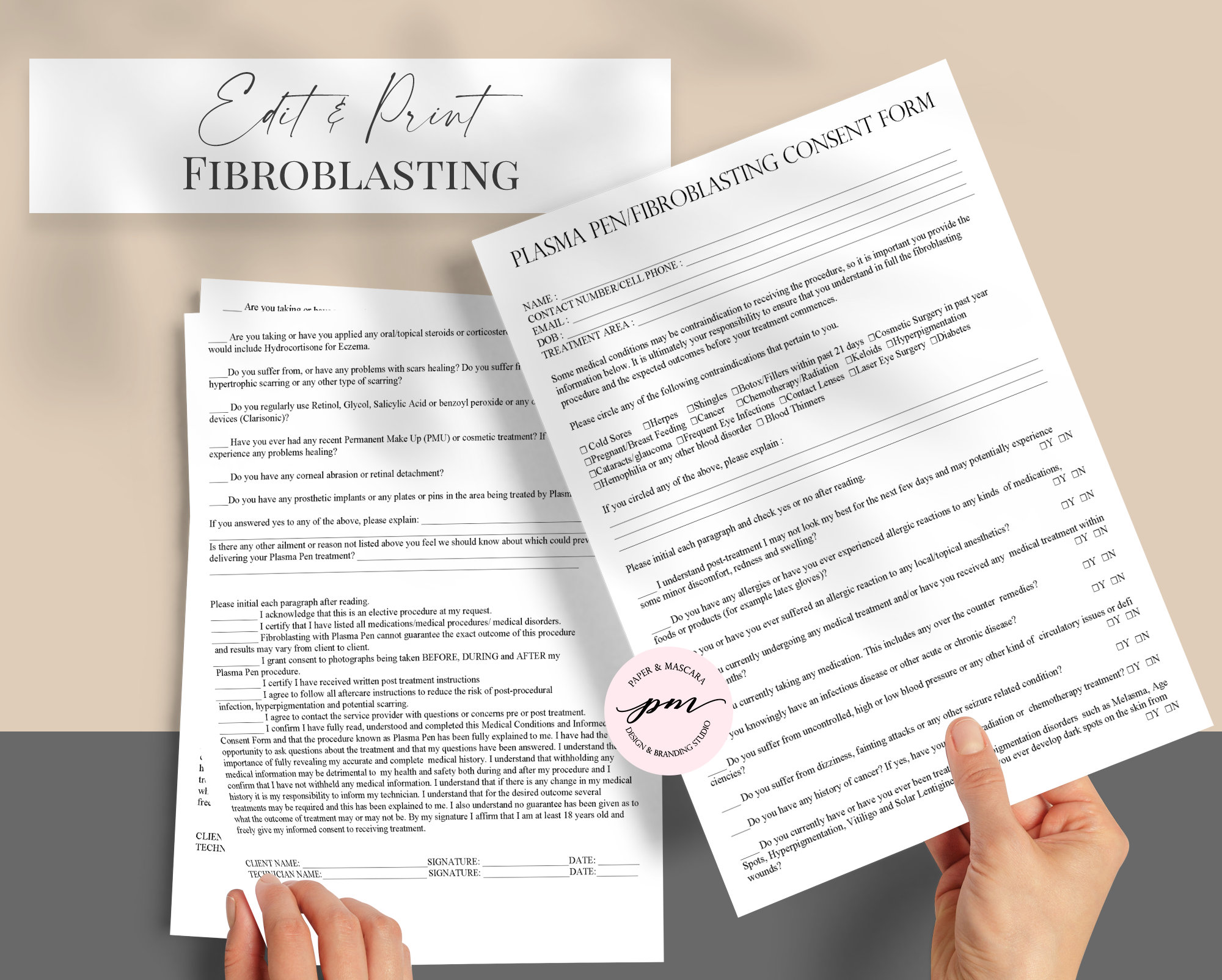 Fibroblast Consent Form Template Plasma Pen Consent and - Etsy Israel