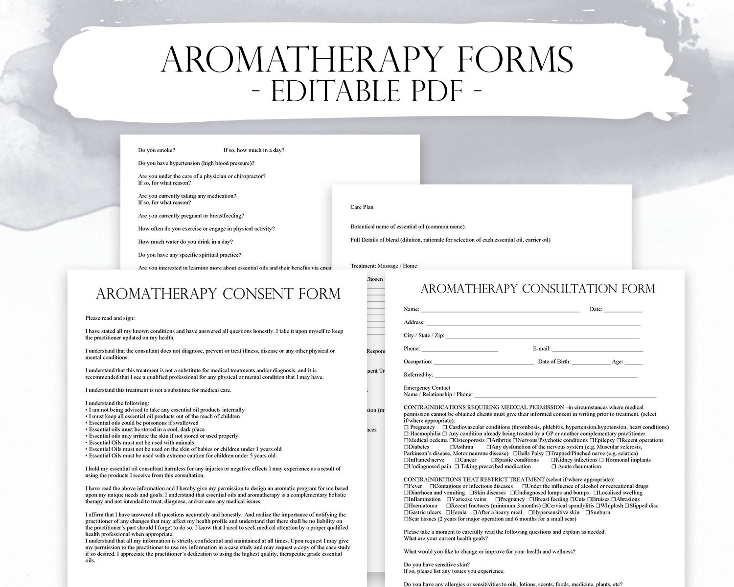 Aromatherapy Consent Form Aromatherapy Client Consultation | Etsy