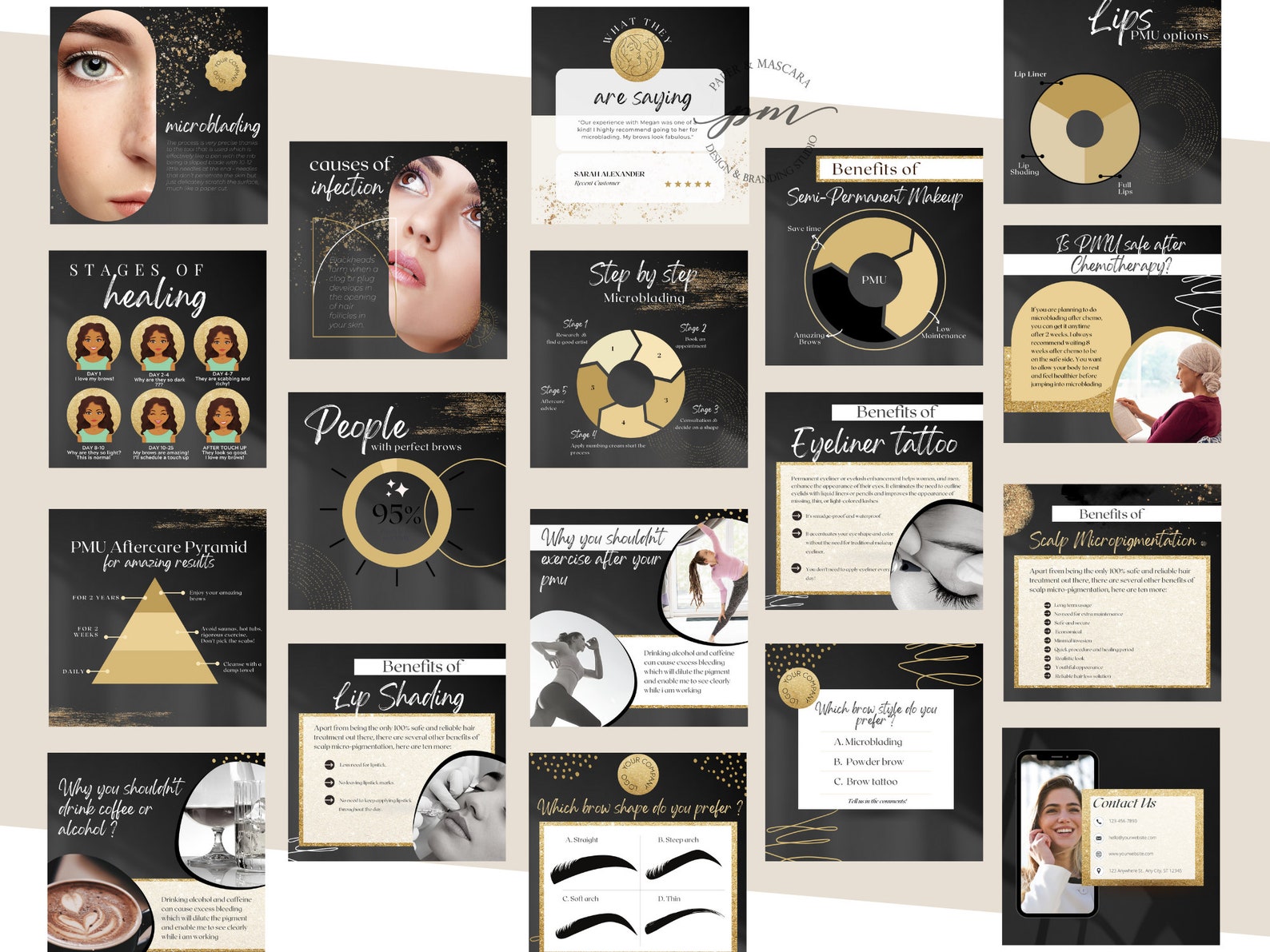 Permanent Makeup Instagram Post Templates Editable PMU Social - Etsy