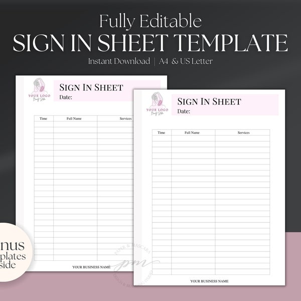 Check in Salon Template - Etsy