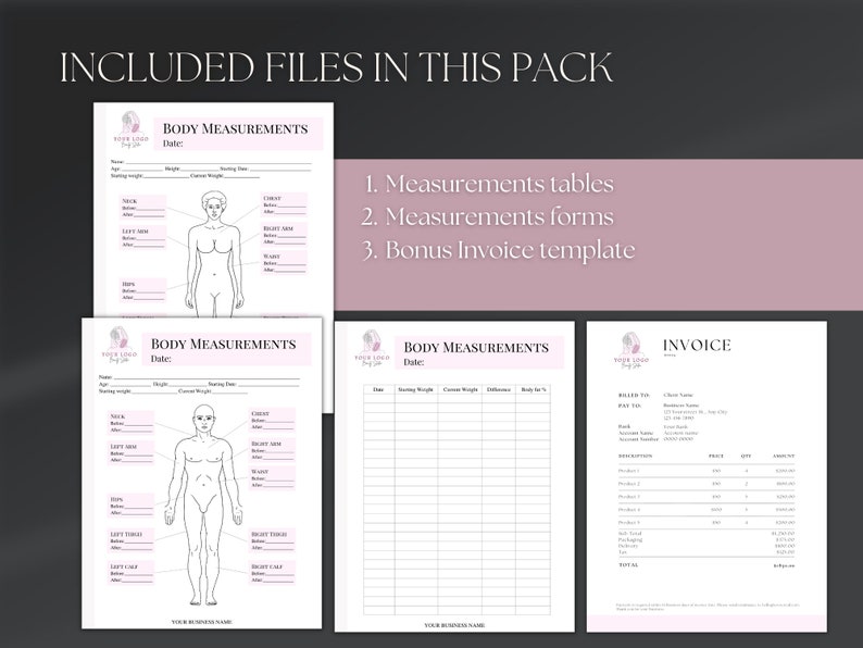 Editable Body Measurements Chart Template Body Contouring - Etsy