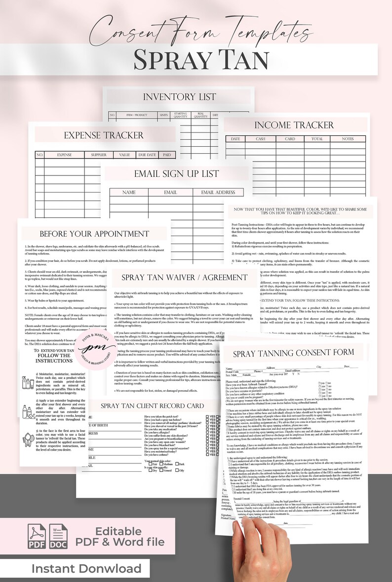 Spray Tan Business Form Templates Editable Spray Tan Consent - Etsy India