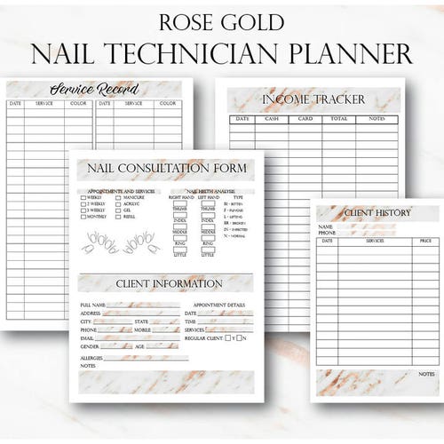 Nail Technician Business Planner Printable Nail Artist - Etsy