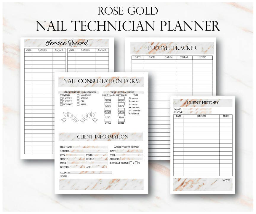 Rose Gold Nail Technician Small Business Planner Nail Artist - Etsy