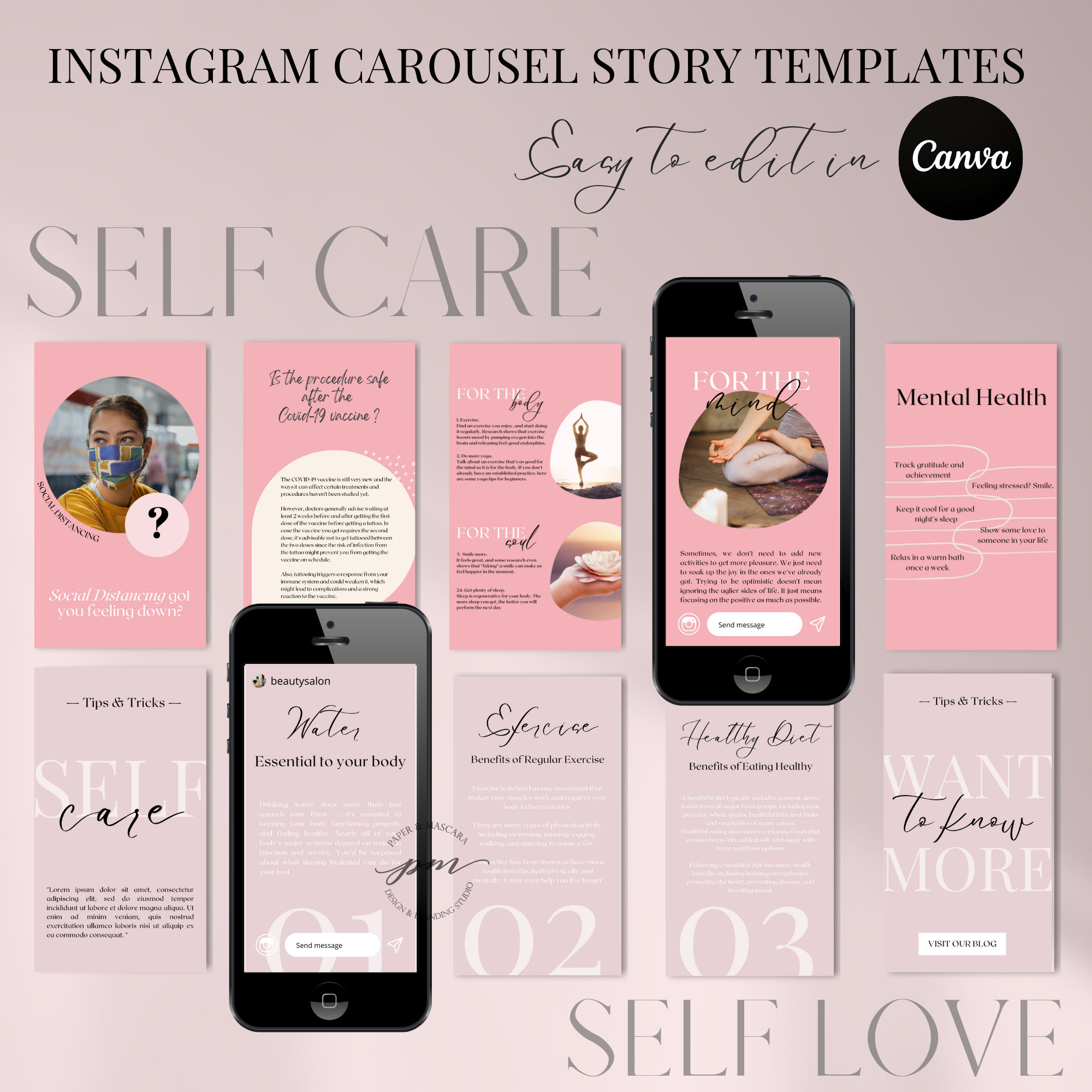 Instagram Carousel Story Template Pink Editable Instagram - Etsy