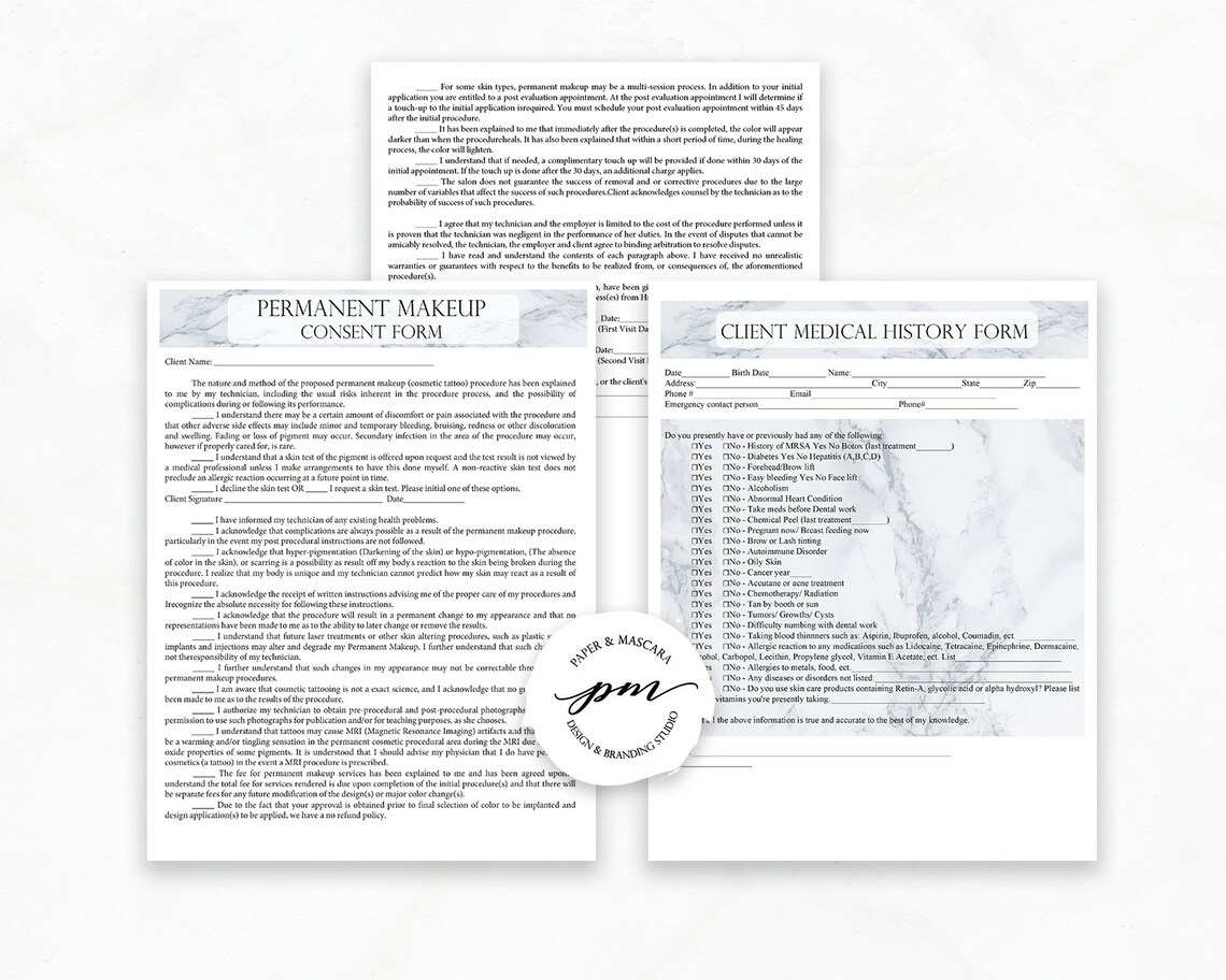 Editable Permanent Makeup Consent Forms Customizable - Etsy Australia