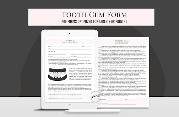Tooth Gem Consent Form Tooth Gem Waiver Tooth Gem Intake | Etsy
