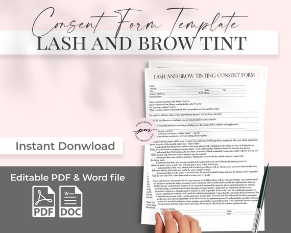 Lash and Brow Tinting Form Template Lash Tinting Consent Form - Etsy