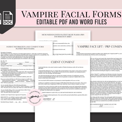 Vampire Facials Florm PRP Consent Form PRP Facial Consent - Etsy