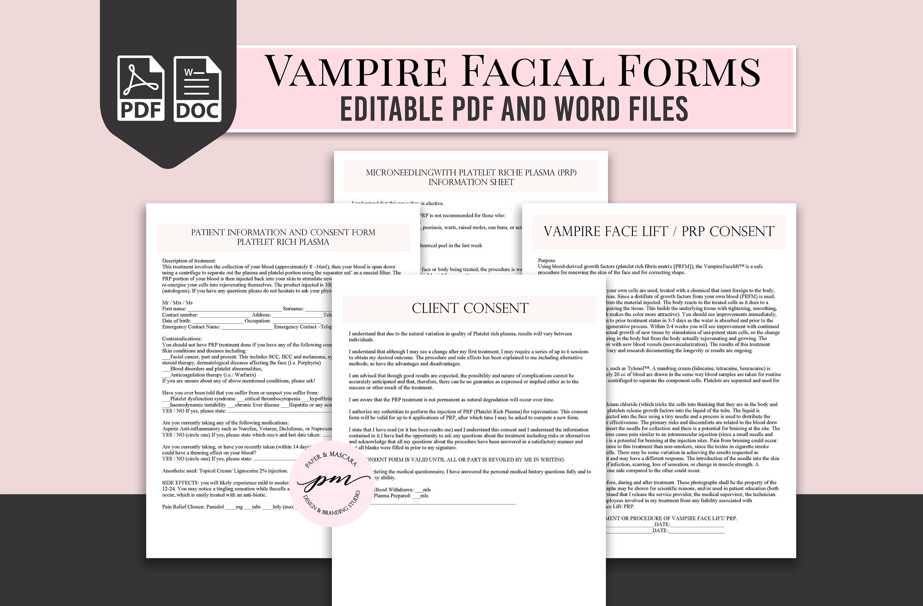 Vampire Facials Florm PRP Consent Form PRP Facial Consent - Etsy