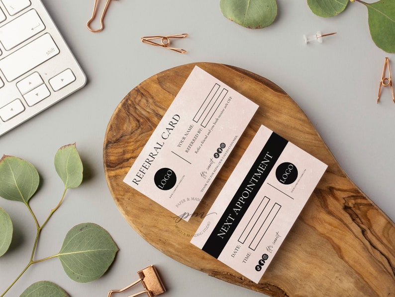 Pink Referral Card Template Editable Next Appointment Card | Etsy
