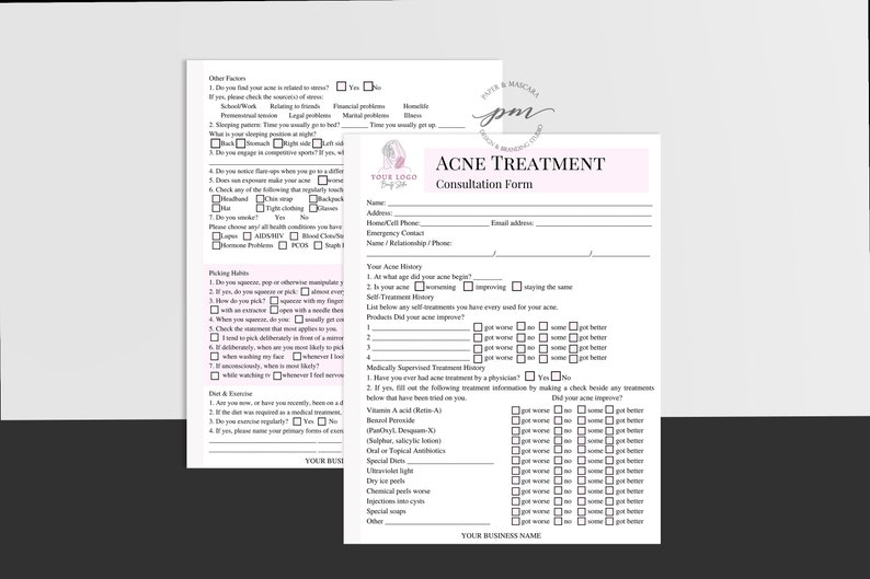 Editable Acne Treatment Client Consultation Form Template | Etsy