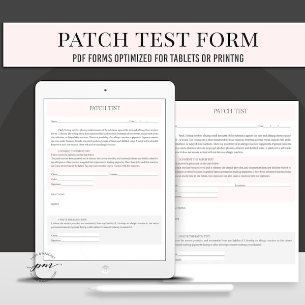 Patch Test Client Consent Form Brow Tint - Etsy