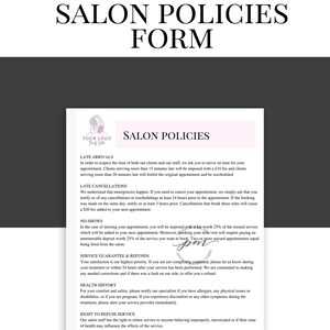 Editable Salon Policies Template, Editable Spa Policies Template ...