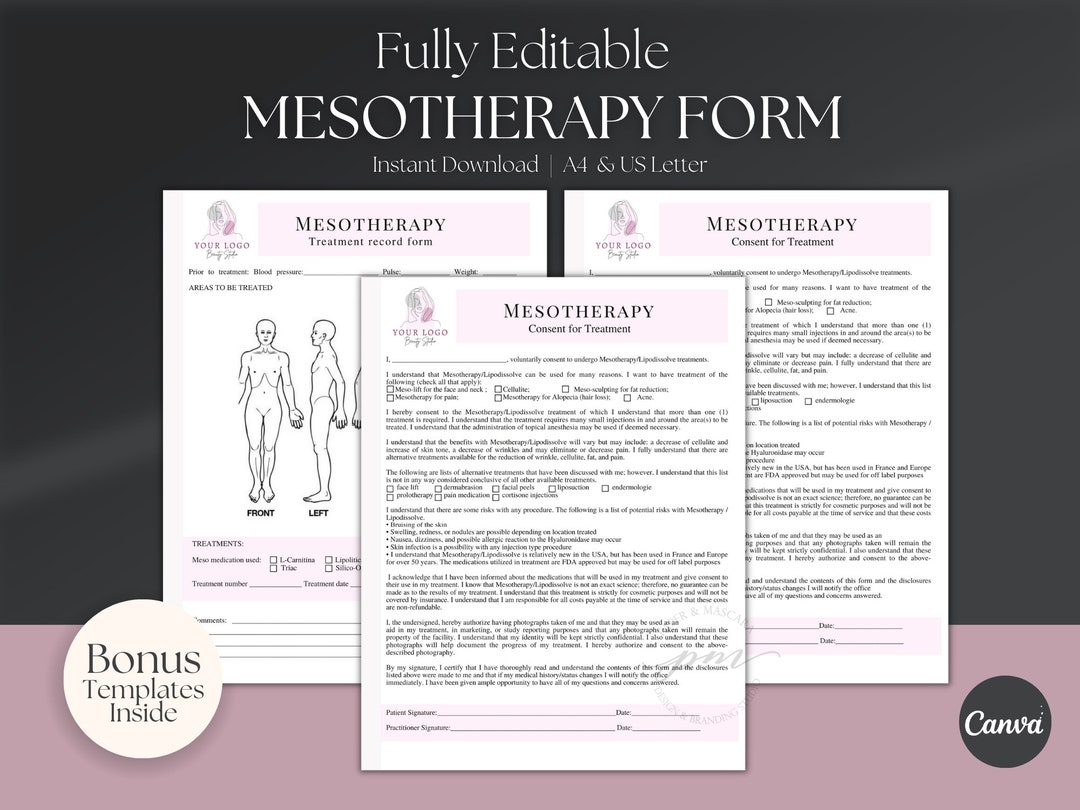 Editable Mesotherapy Consultation Form Template, Mesotherapy Consent ...