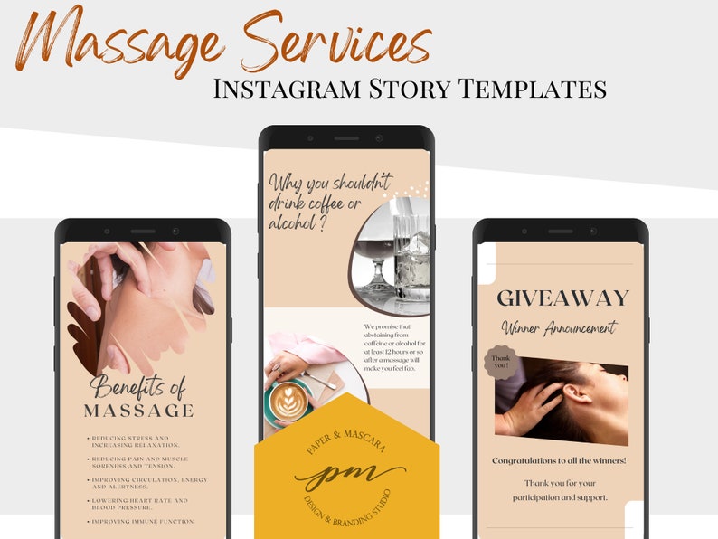 Massage Therapist Instagram Story Templates, Editable Massage Social ...