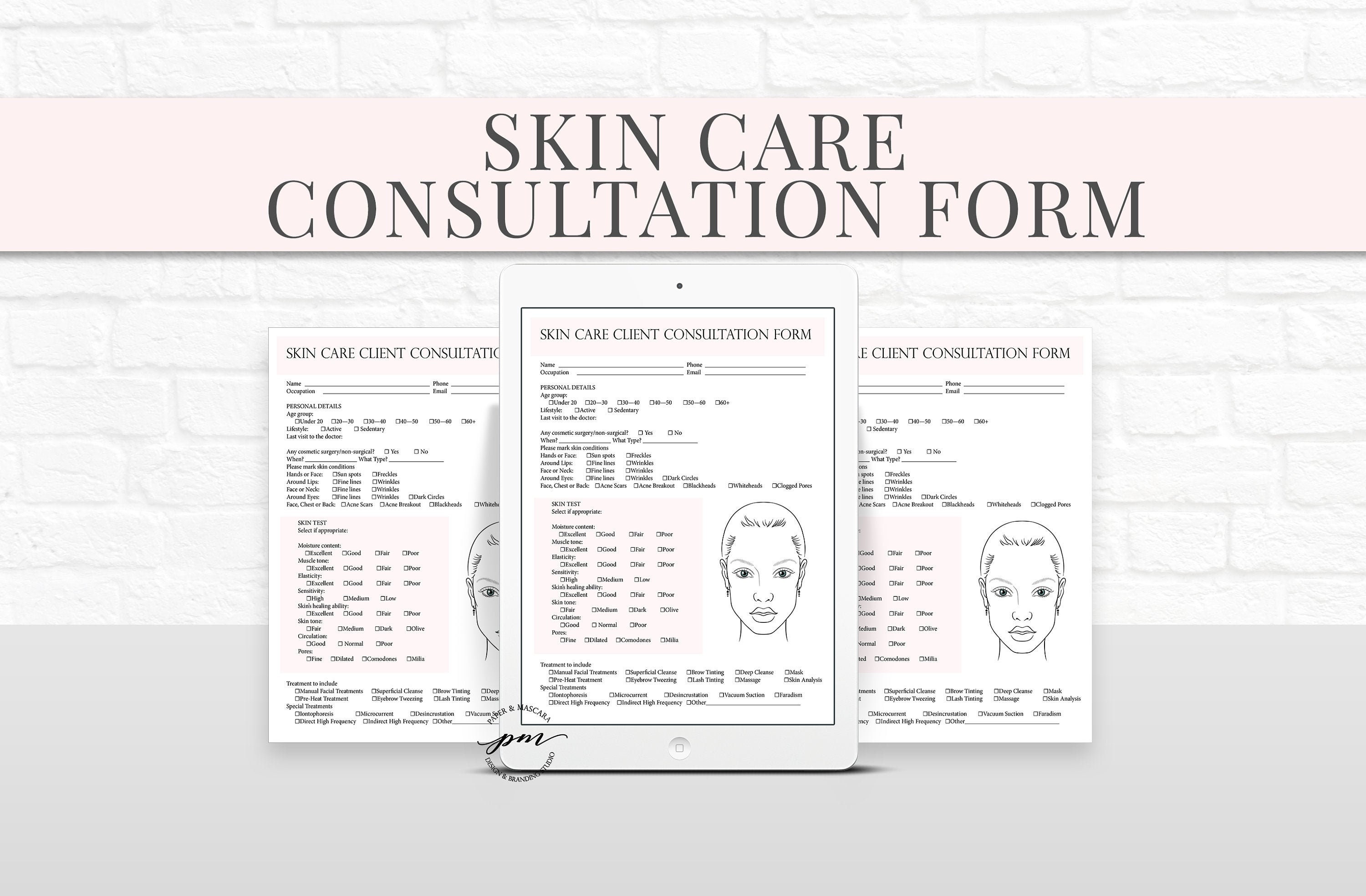 Skin Care Client Consultation Form for Ipad Facials Spa Form - Etsy ...