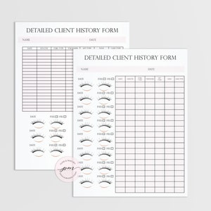 Eyelash Extensions Client History Form, Printable Lash Mapping Sheets ...