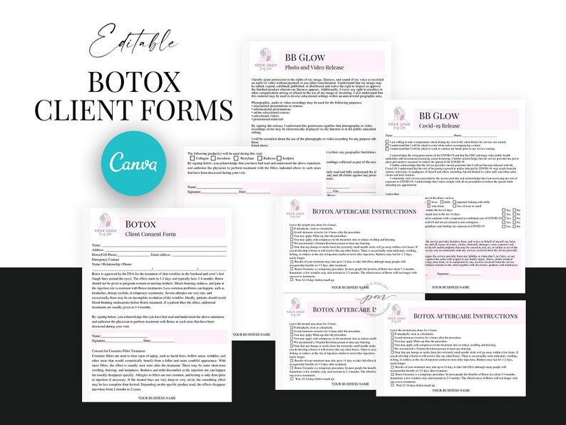Editable Botox Treatment Form template Customizable Botox | Etsy