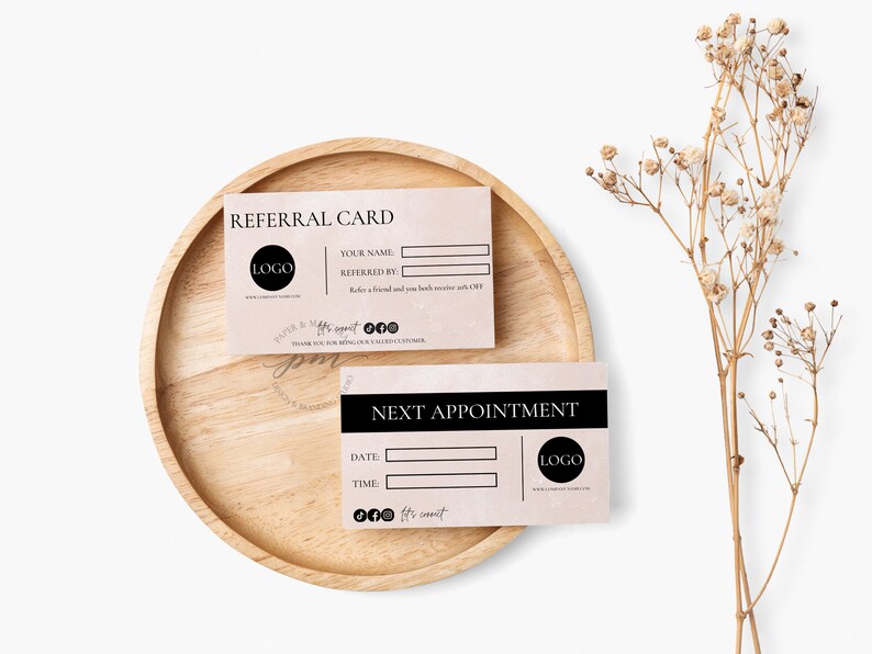 Pink Referral Card Template Editable Next Appointment Card | Etsy