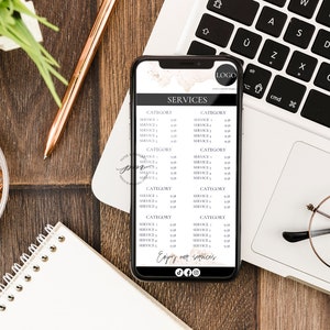 Editable Beauty Salon Price List Template, Editable Services Menu ...