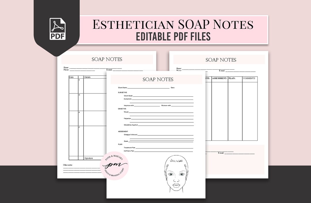 Esthetician SOAP Notes, Consultation Form, Facials Spa Form, Salon Form ...